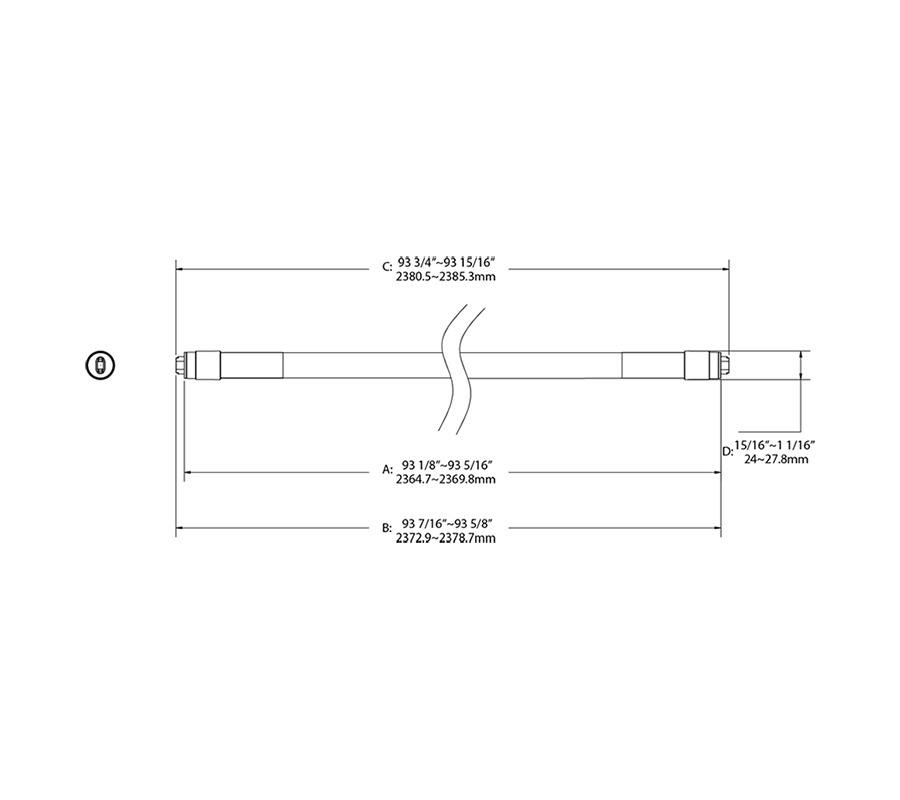 RAB T8-43-96G-R17D-850-DE-BYP LED TUBE T8 GLASS 8FT TYPE B 43W R17D ...